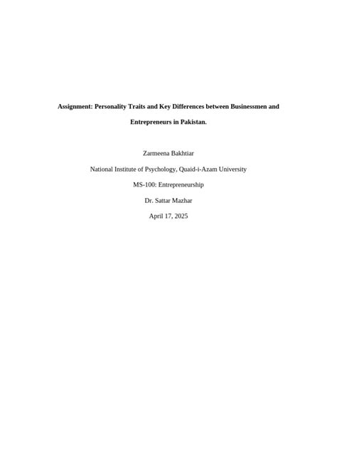 Assignment Diff Between Traits Etc Pdf Pakistan