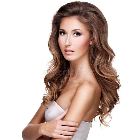 Fasionbeeld Van Een Sexy Mooie Vrouw Met Schitterend Lang Haar Stock Foto Image Of Aanraking