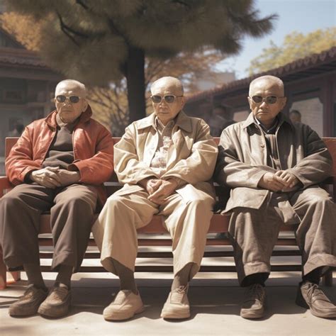 Premium Photo Three Old Men Sit On A Bench With Their Arms Crossed