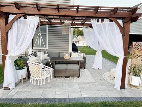 Wood Pergola With White Patio Curtains Soul Lane