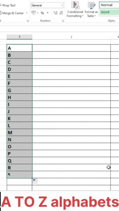 a to z alphabets in excel 🔥 alfabets shorts viral a to z alphabets in