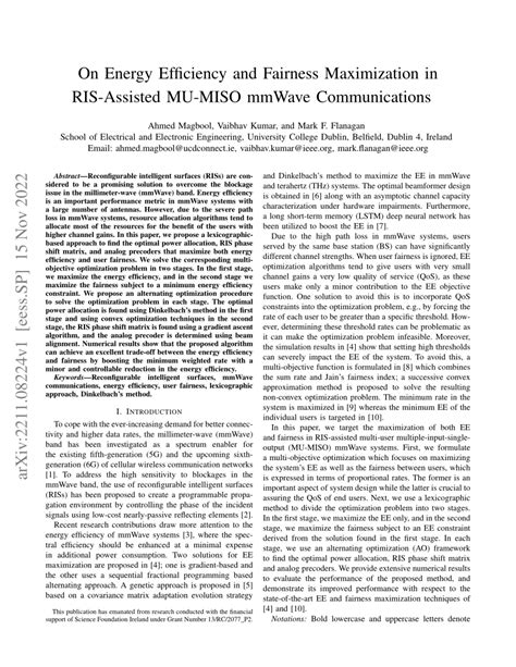 Pdf On Energy Efficiency And Fairness Maximization In Ris Assisted Mu