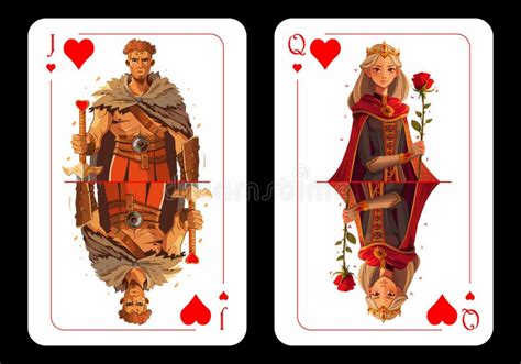 Queen Of Hearts And Jack Of Hearts Original Playing Card Design Stock