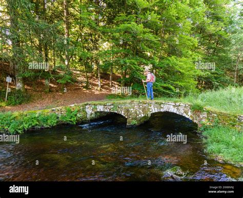 France Correze Saint Merd Les Oussines Stone Bridge Oussines Pond