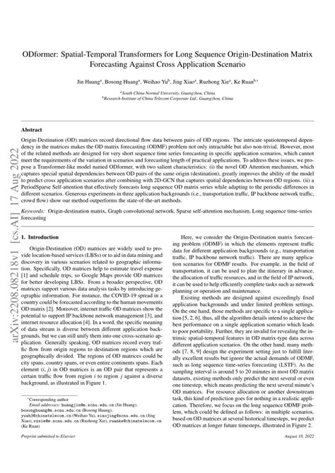 Pdf Odformer Spatial Temporal Transformers For Long Sequence Origin Destination Matrix