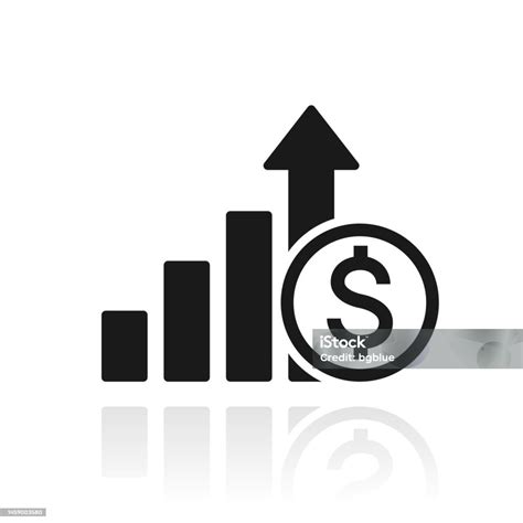 Dollar Rate Increase Icon With Reflection On White Background Stock