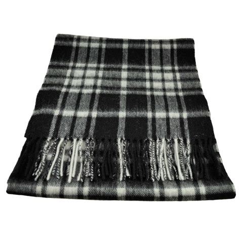 Black White And Grey Checked Wool Scarf From Ties Planet Uk