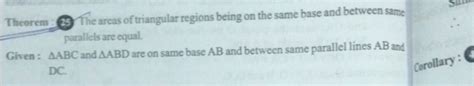 Theorem 23 The Areas Of Triangular Regions Being On The Same Base And Be