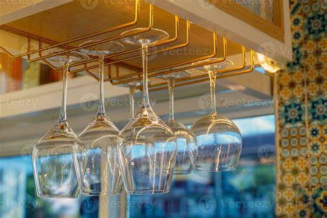 Wine Glass Hanging Wine Glass Holder Of A Restaurant Drink Bar It Is A