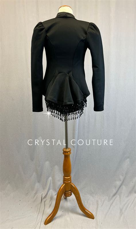 Custom Black Keyhole Leotard With Beaded Fringe And Blazer Jacket Rh