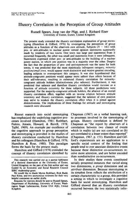 Pdf Illusory Correlation In The Perception Of Group Attitudes
