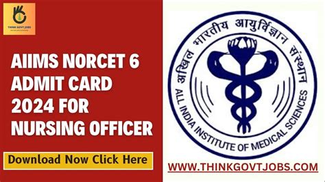 Aiims Norcet 6 Admit Card 2024