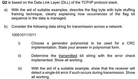 Solved Q2 Is Based On The Data Link Layer Dll Of The