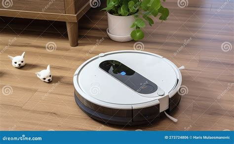 Automated Housekeeping Robot Maid Cleaning The House With A Vacuum