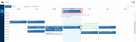 no extra blank space on all day event cell to click for creating more