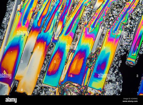Colorful Microscopic Shot Of Sodium Nitrate Microcrystals In Polarized