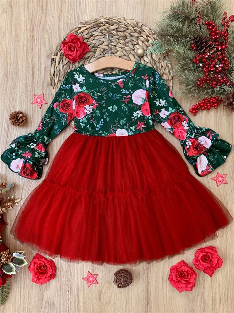 Cute Winter Dresses Winter Floral Tutu Dress Girls Boutique Dress