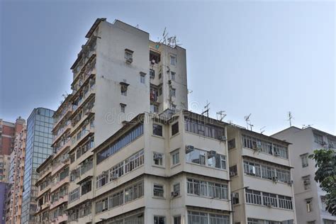 Hong Kong Old Tenement Buildings Or Tong Lau Are Panel Blocks Hung Hom