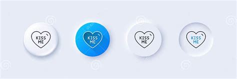 Kiss Me Line Icon Sweet Heart Sign Valentine Day Love Line Icons