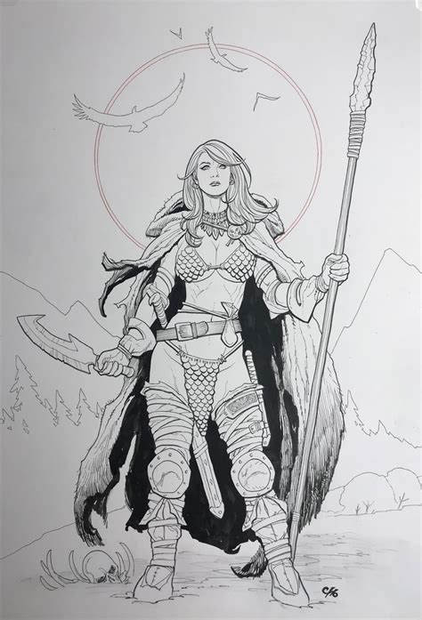 Red Sonja In David Rollems Frank Cho Comic Art Gallery Room