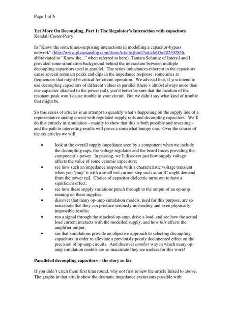 Bypass Capacitors Part1 Pdf Capacitor Operational Amplifier