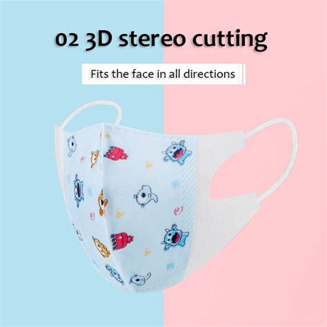 หน้ากากแบบใช้แล้วทิ้งสำหรับเด็ก ผ้าปิดปากแบบมีที่เกี่ยวหู3ply ลายการ์ตูนจำนวน50ชิ้น Long Cheng