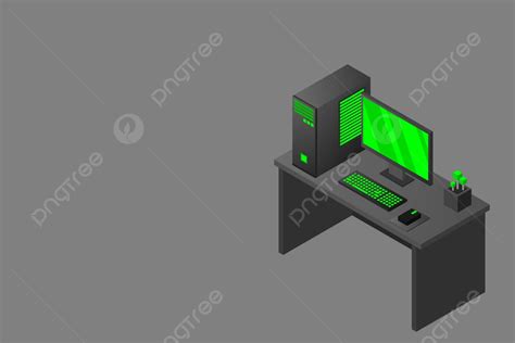 Isometric Personal Computer Office Display Input Vector Office