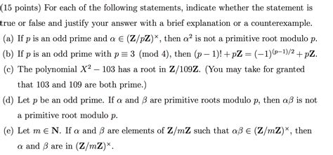 Solved Points For Each Of The Following Statements Chegg