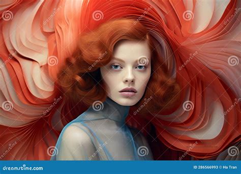Fashion Art Portrait Of A Beautiful Red Haired Girl Stock Illustration