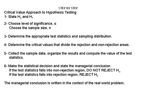 step by step critical value approach to hypothesis