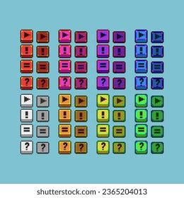 Pixel Game Buttons Navigation And Notation Elements And Sym Design