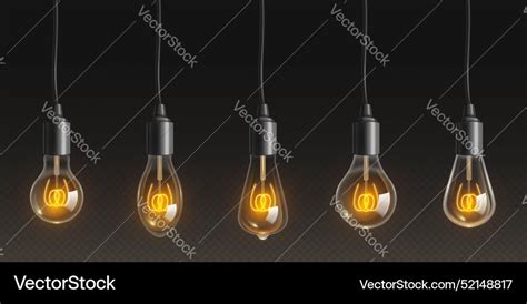 Vintage Edison Bulb Light With Filament Realistic Vector Image