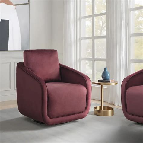 Eliza Plum Velvet Swivel Accent Chair Rc Willey