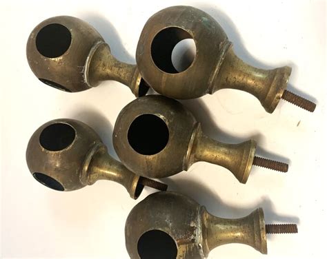 5 Antique Brass Bed Post Finials Cannonball 3 1 2 Tall Salvaged Furniture Parts Etsy