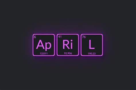 원소 주기율표 스타일에서 빛나는 단어 April 평면도 3d 렌더링 0명에 대한 스톡 사진 및 기타 이미지 0명 3차원