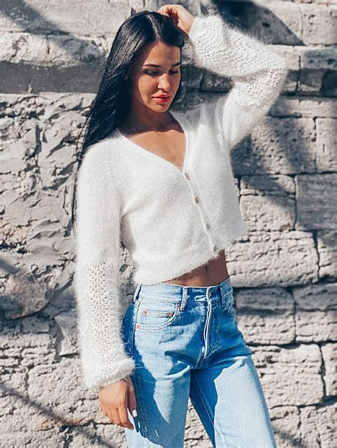 Angora Sweater Bridal Sweater White Angora Cardigan Cropped Etsy