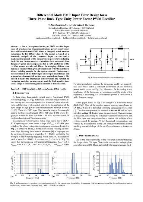 pdf differential mode emc input filter design for a three phase buck