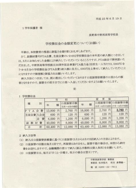 中野西高校30期生 今週shrで配布した主なプリント