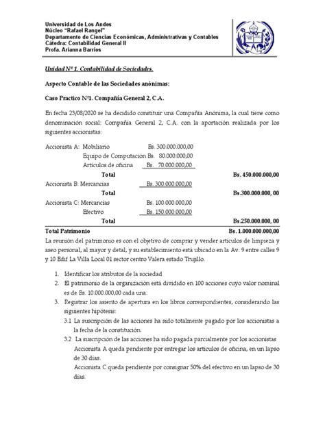 Caso Practico Nº1 Contabilidad De Sociedades Mercantiles Pdf