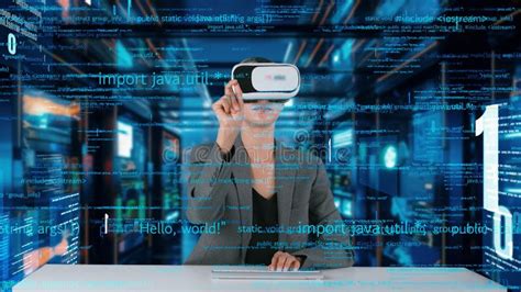 It Developer Typing Computer Code For Analyzing Intelligent By Vr