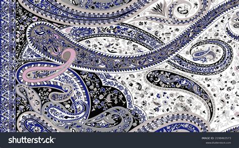 Digital Textile Design Digital Baroque Border 库存插图 2198463573