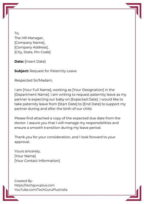 Application For Maternity Or Paternity Leave [5 Formats]