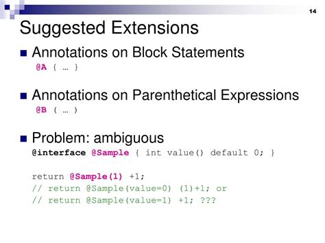 Ppt Java Annotations For Types And Expressions Powerpoint