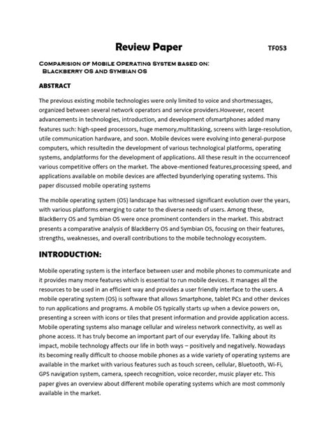 Peview Paper Tf053 Pdf Operating System Blackberry