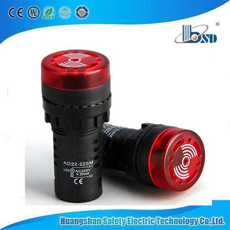 Red Color Indicator Light With Alarm Buzzers Pushbutton Switch And