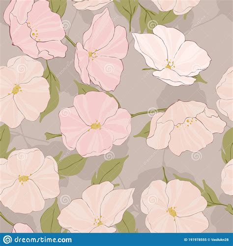 Pink Blossom Spring Vector Seamless Pattern Stock Vector Illustration Of Garden Pattern