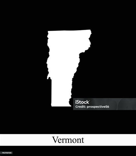 Vermont State Of Usa Map Vector Outline Illustration Black And White Abstract Background Highly