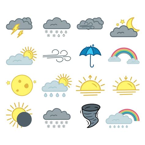 Premium Vector 16 Color Weather Icons
