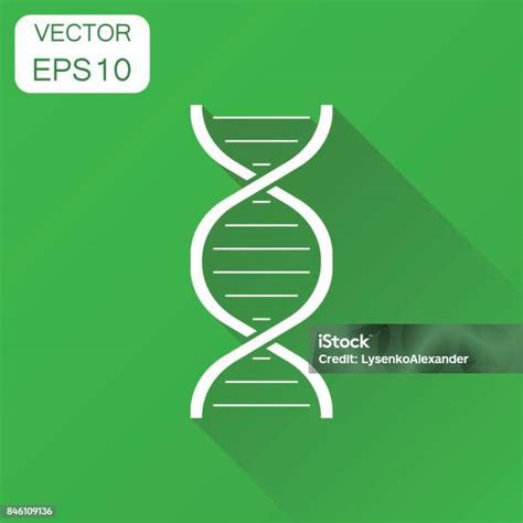Dna 아이콘입니다 비즈니스 개념 Medecine 분자 그림 긴 그림자와 녹색 배경에 벡터 일러스트입니다 Dna에 대한 스톡 벡터 아트 및 기타 이미지 Istock