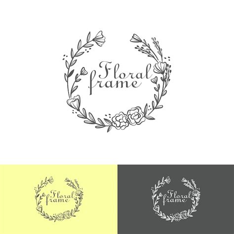 Premium Vector Vector Gray Floral Wreath With Circle